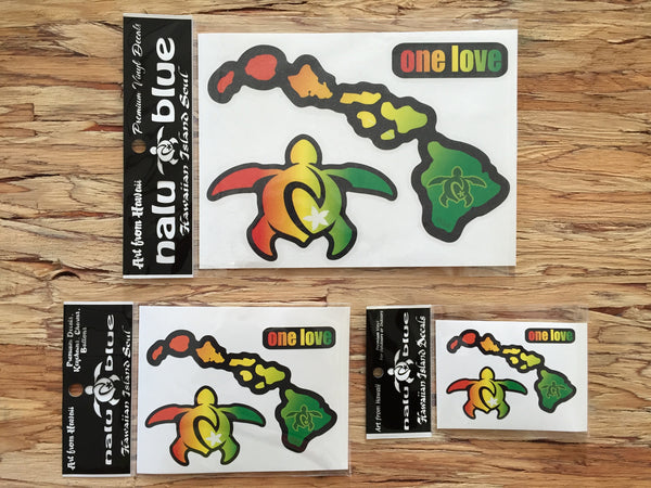 Rasta Honu Islands One Love Decal Set – Nalu Blue Hawaiian Decals